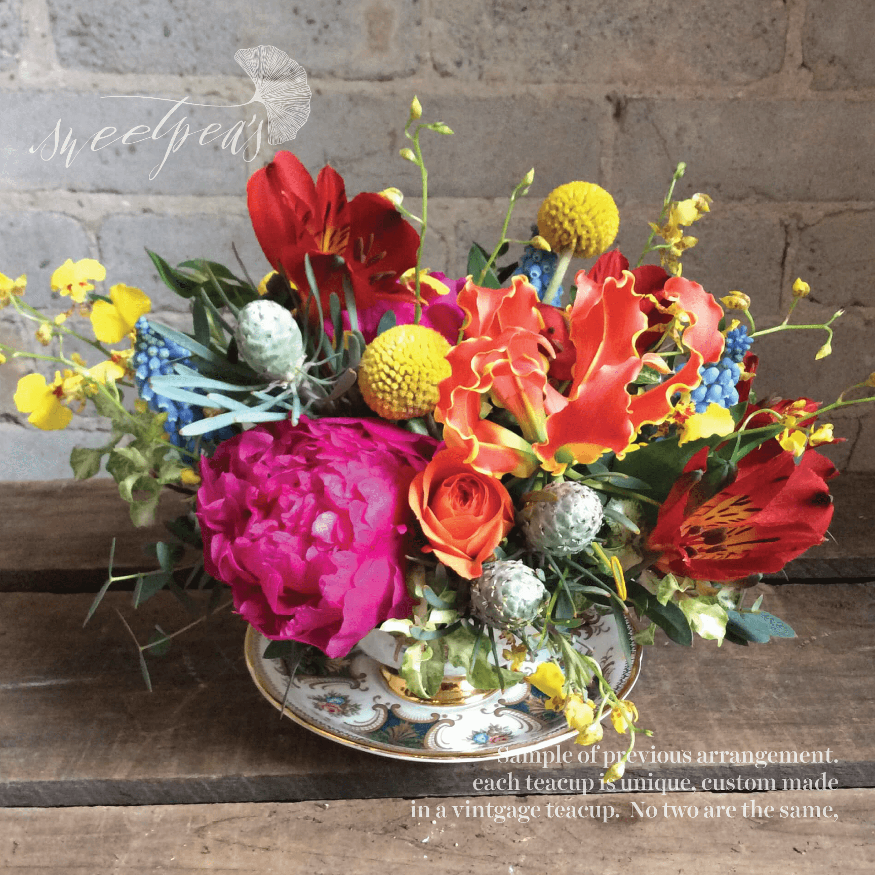 Toronto Flower Delivery - Vintage Teacup Floral Arrangement | Sweetpea's